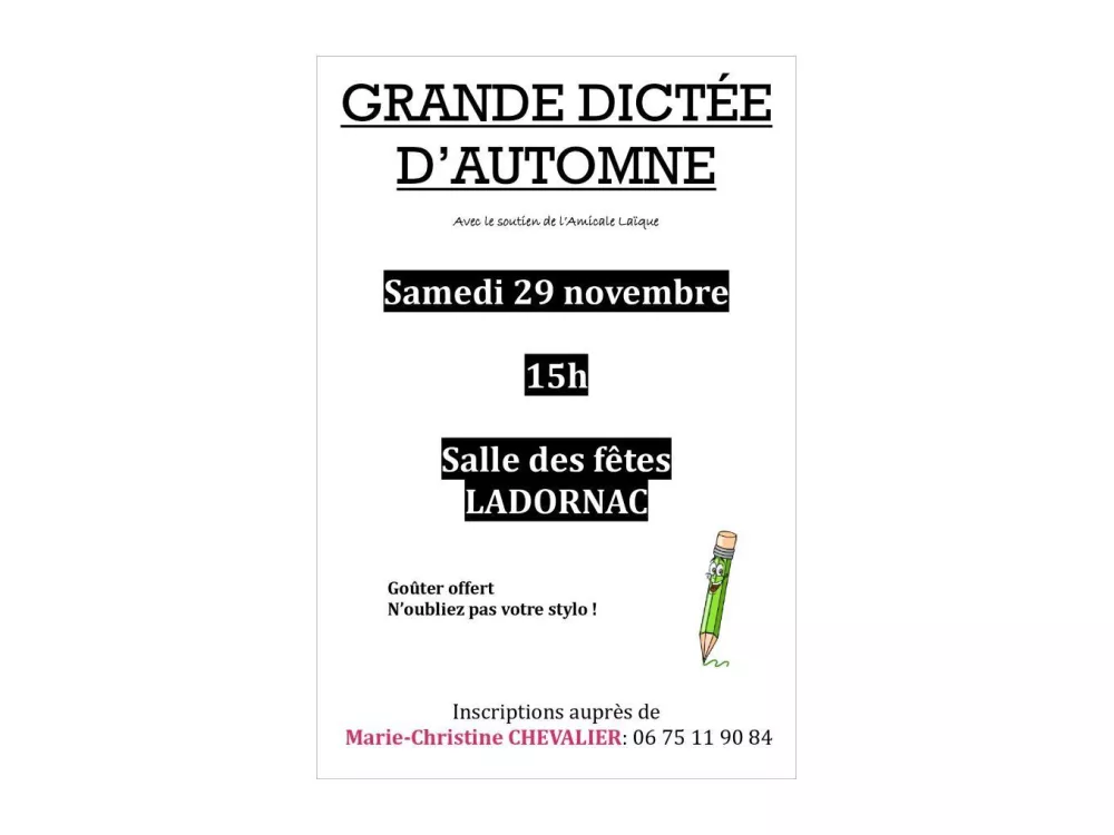 Grande dictée d'automne - LADORNAC